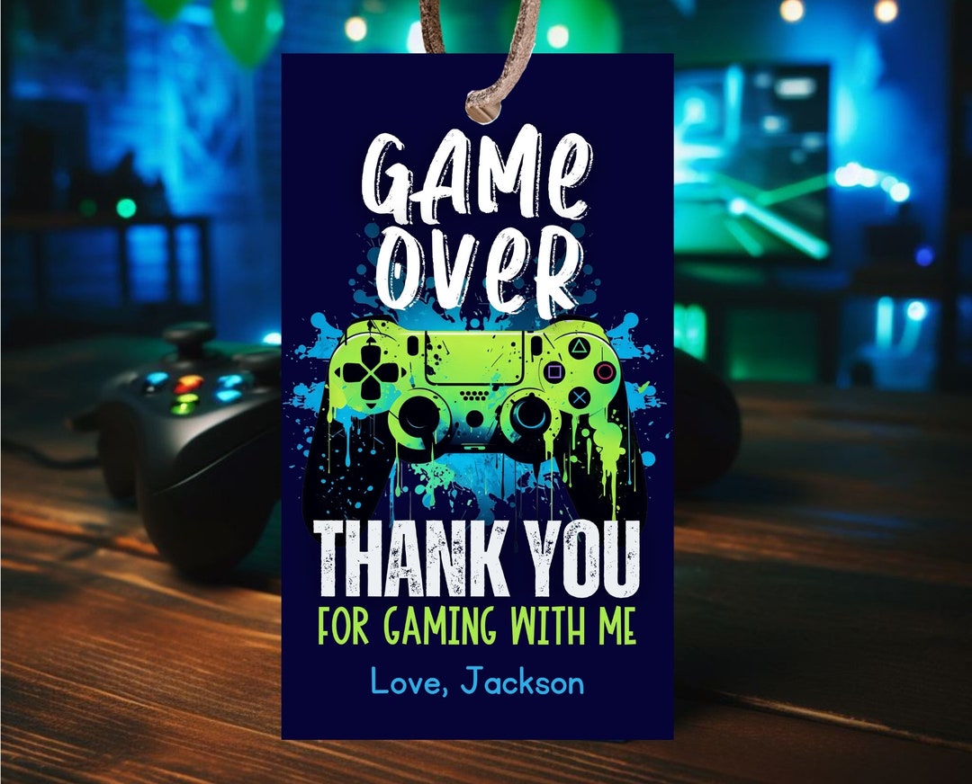 Editable Video Game Birthday Favor Tag, Boy Gamer Birthday Party Thank ...