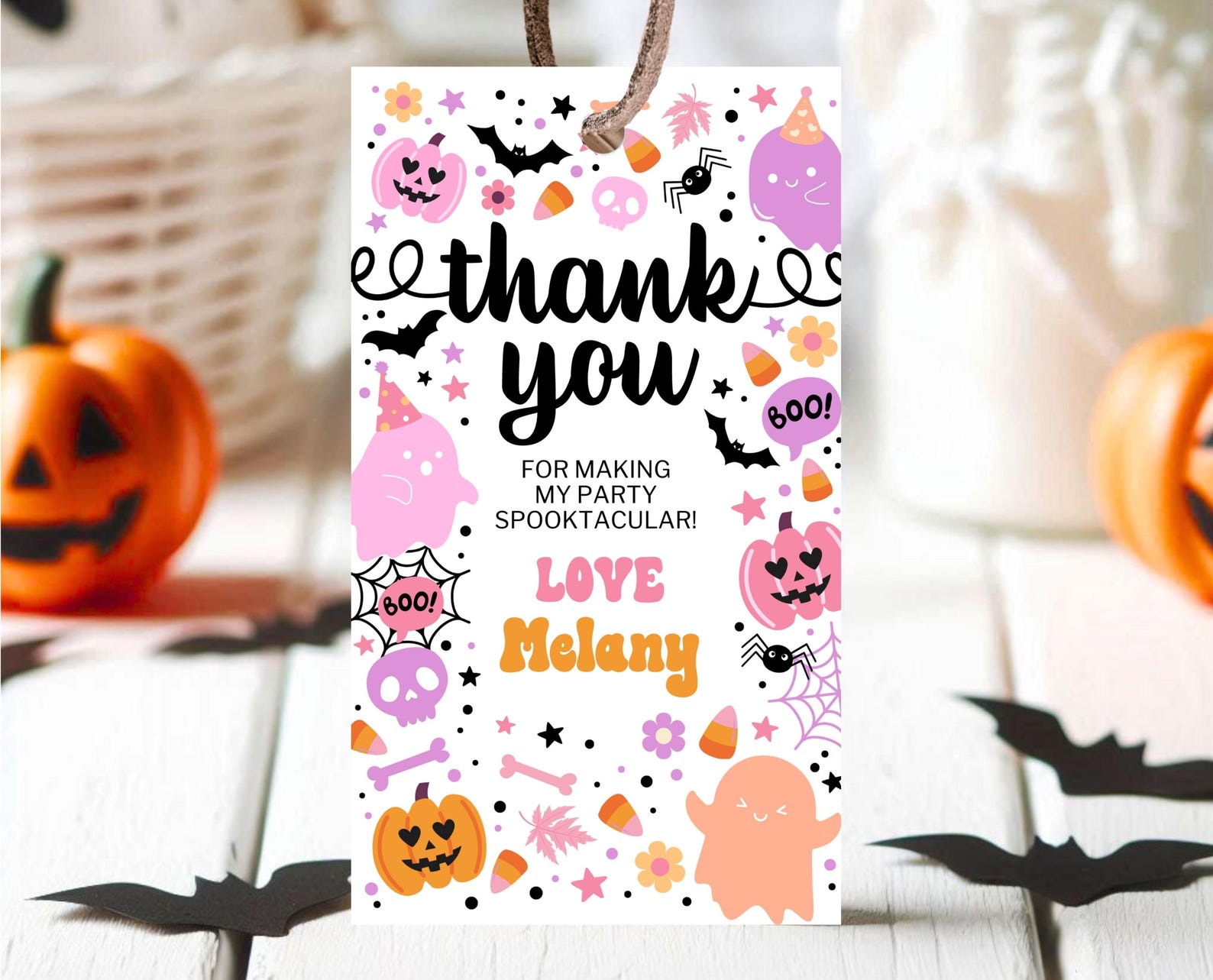 Editable Spooky Birthday Favor Tag, Halloween Birthday Thank You Tag ...