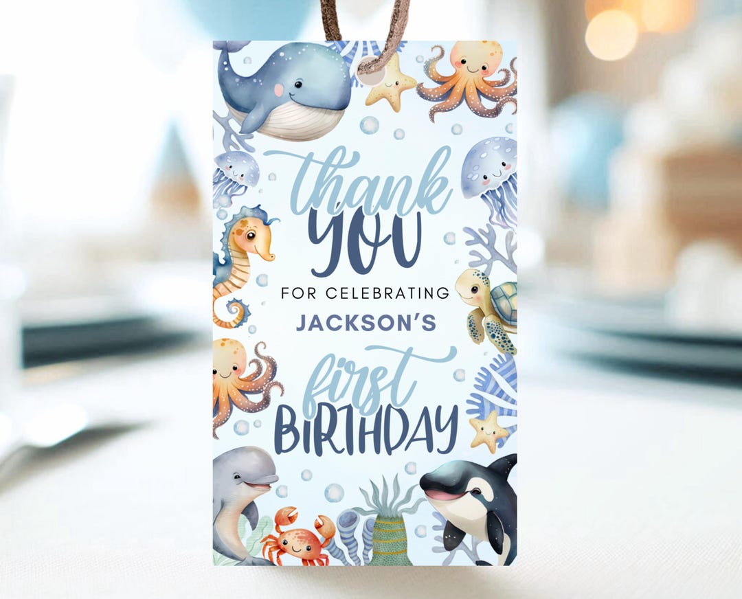 Editable Boy Sea Animals Birthday Favor Tag, Under the Sea Birthday ...