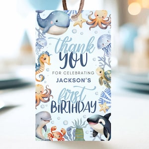 Editable Sea Animals Birthday Favor Tag: Ocean Theme (digital Download ...