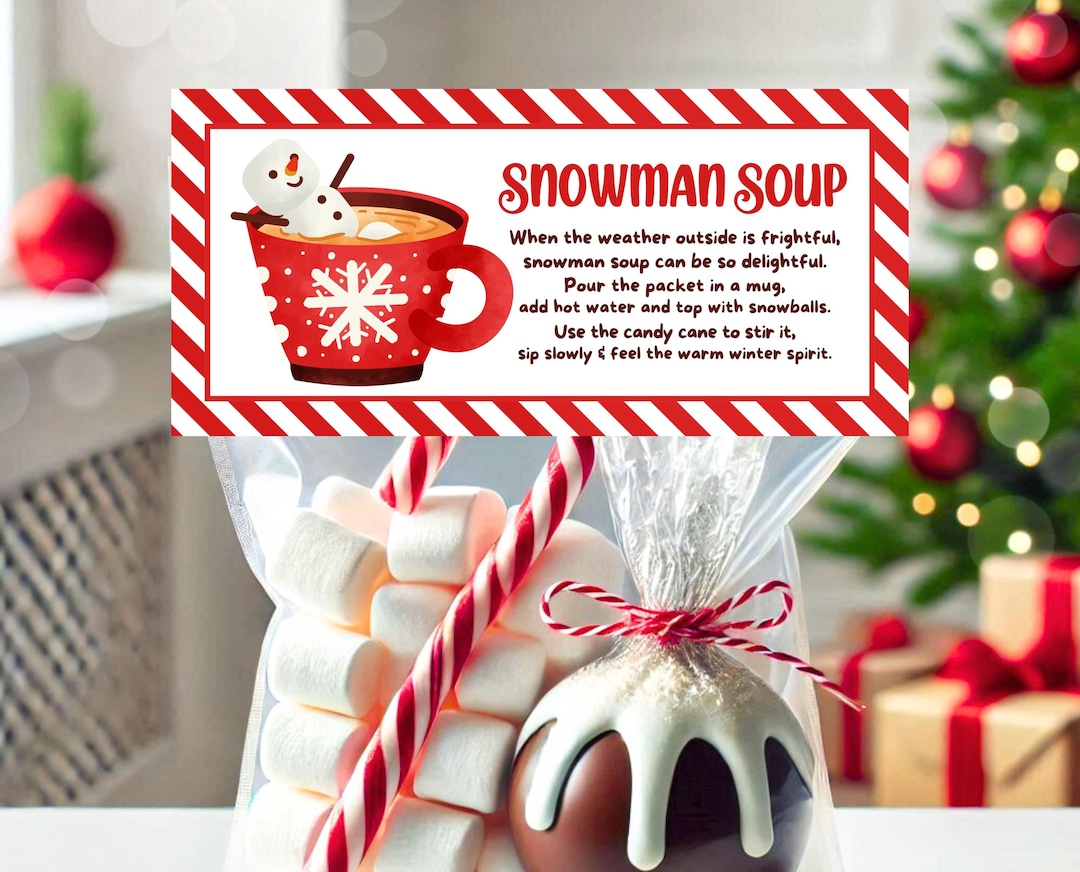 Editable Snowman Soup Bag Label, Snowman Soup Favors, Christmas Crafts ...