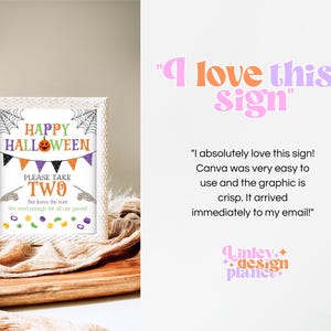 Halloween Please Take Two Treats Sign: Printable Candy Sign (digital ...