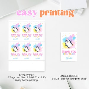 Editable Penguin Birthday Favor Tag, Winter Birthday Favor Tag, Arctic ...