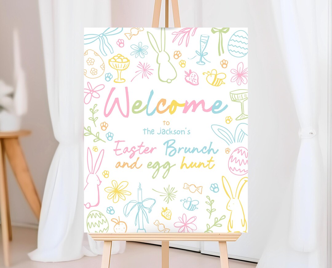 Editable Easter Welcome Sign: Whimsical Party Banner (16x20 Inch, Canva ...
