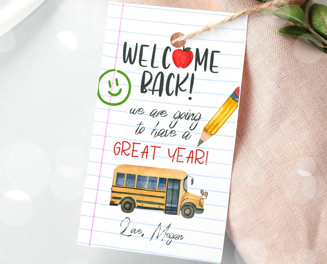 Editable Welcome Back Teacher Appreciation Gift Tag, Teacher Favor Tag ...