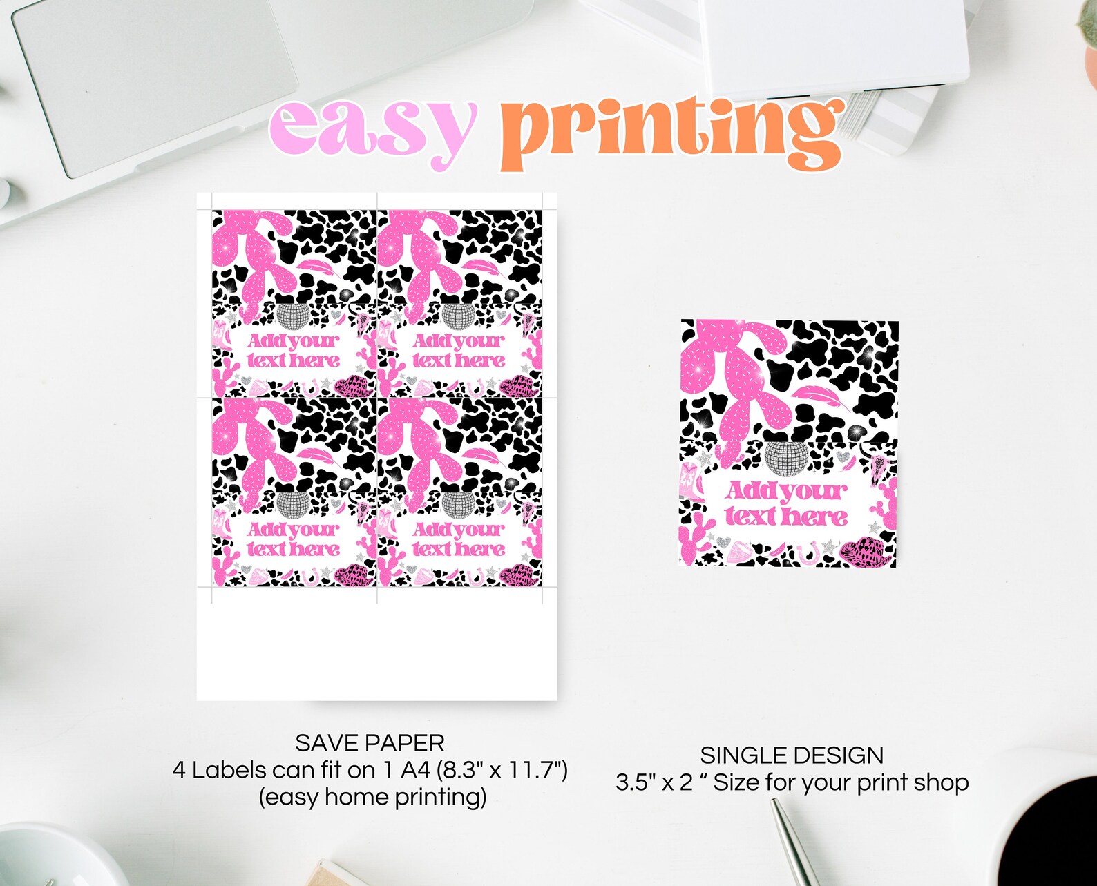 Editable Disco Cowgirl Birthday Food Label, Pink Disco Cowgirl Tent ...