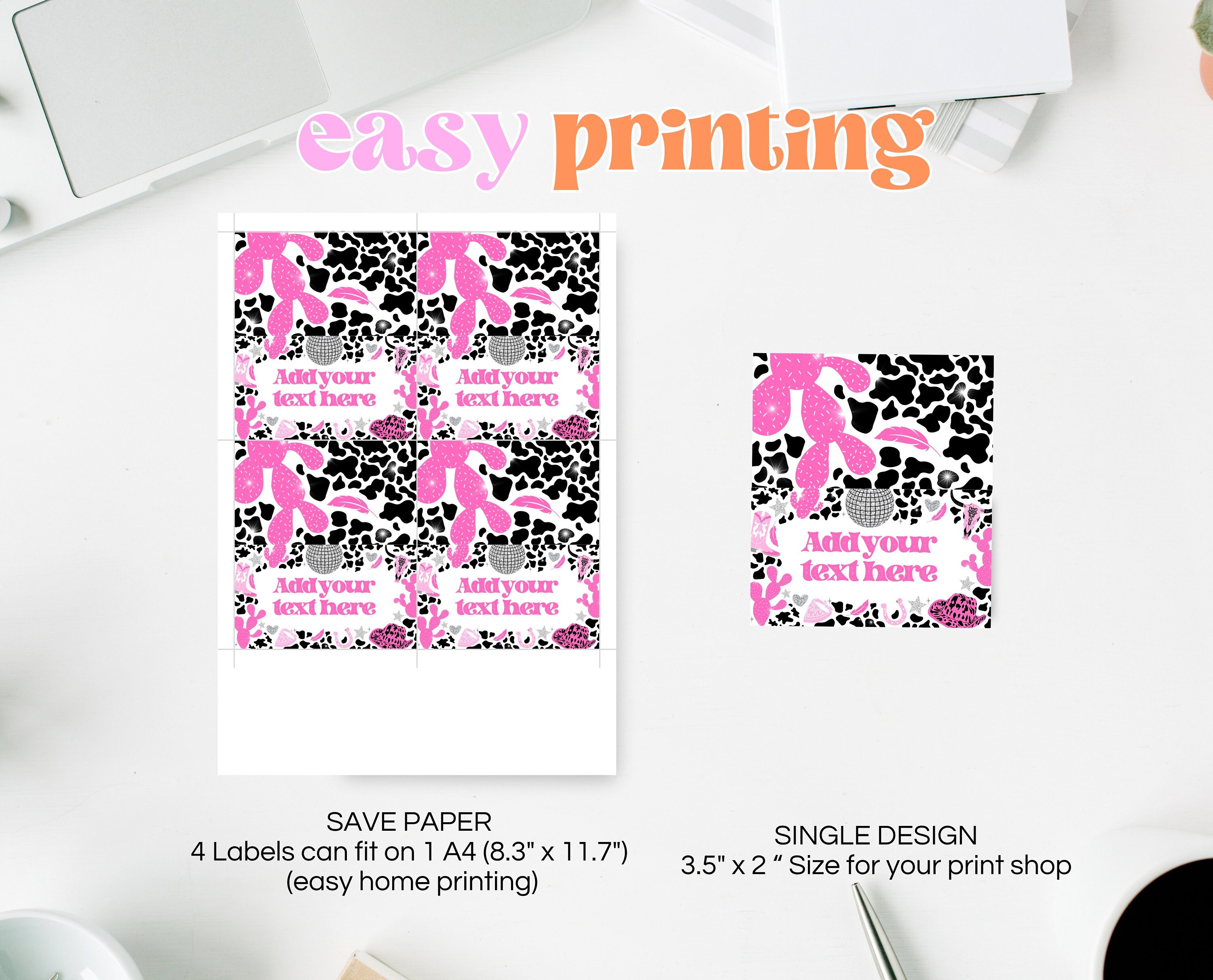 Editable Disco Cowgirl Birthday Food Label, Pink Disco Cowgirl Tent ...