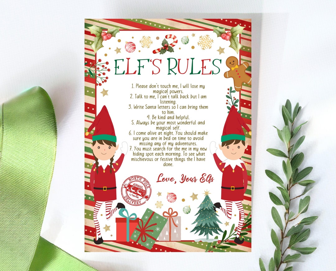 Editable Christmas Elf Magic Rules With 2 Elfs Template, Do Not Touch ...