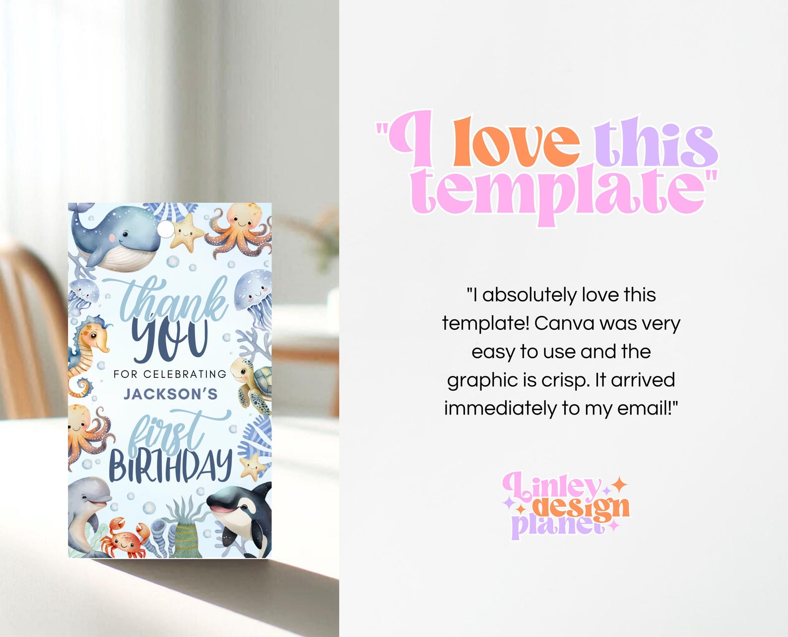 Editable Sea Animals Birthday Favor Tag: Ocean Theme (digital Download ...