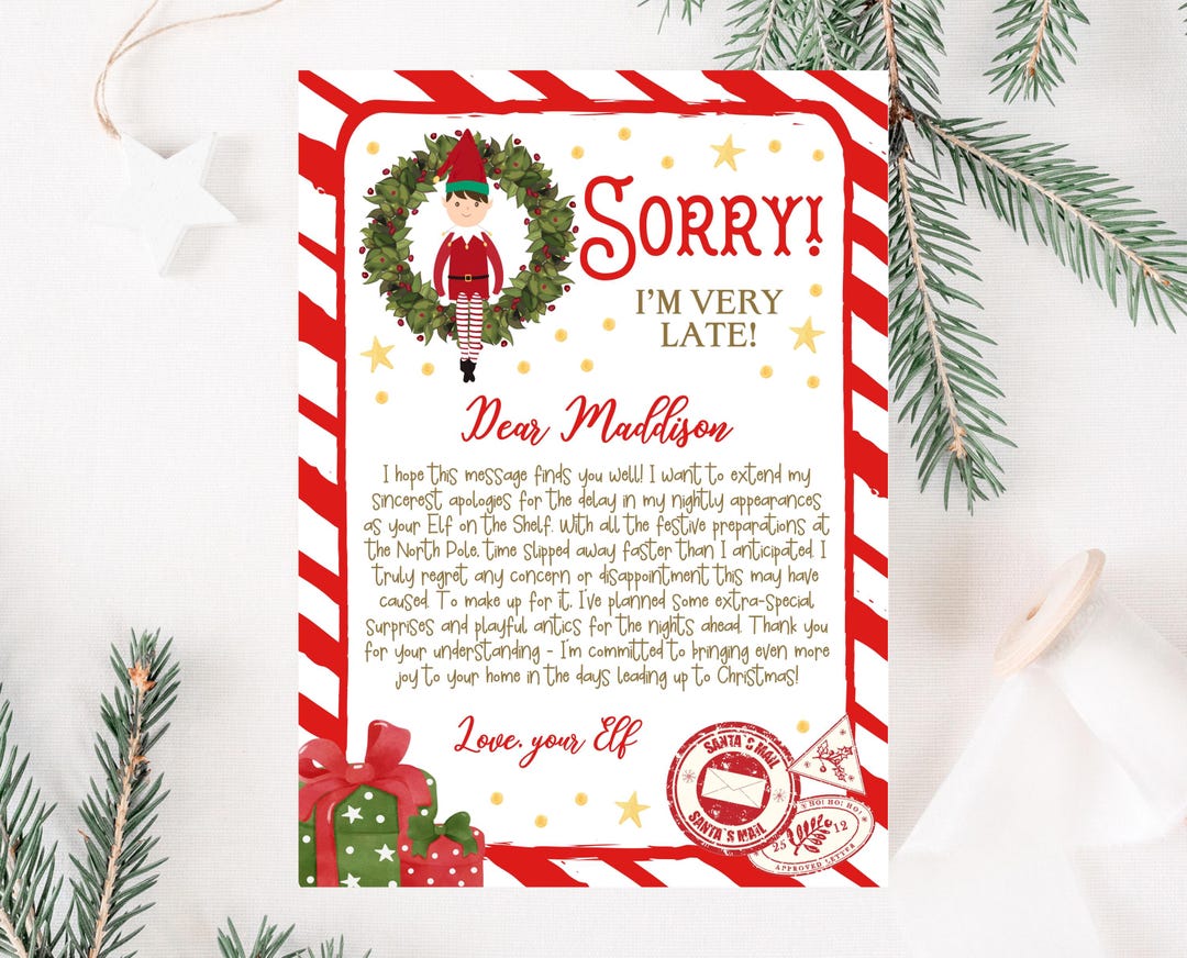 Editable Elf I'm Late Arrival Letter, Christmas Elf Last Minute Letter ...