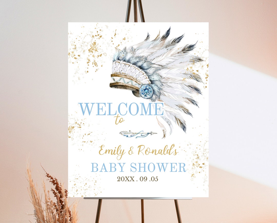 Editable Tribal Native American Indian Baby Shower Welcome Sign, Tribal ...
