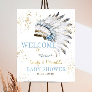 Editable Tribal Native American Indian Baby Shower Welcome Sign, Tribal ...
