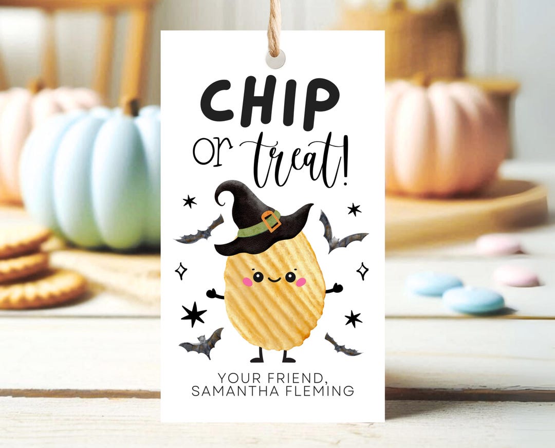 Halloween Chip or Treat Tag Template: Editable Favor Tag (digital ...