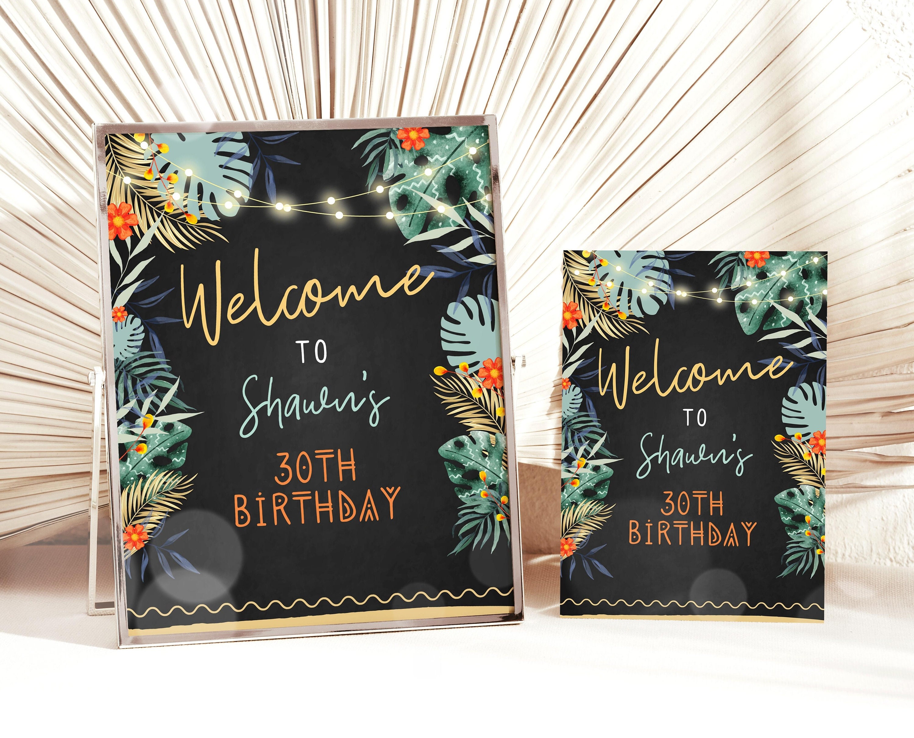 Editable Adult Tropical Birthday Welcome Sign Tropical Party - Etsy