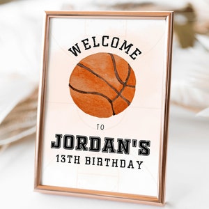 Editable Basketball Birthday Welcome Sign Basketball Birthday - Etsy