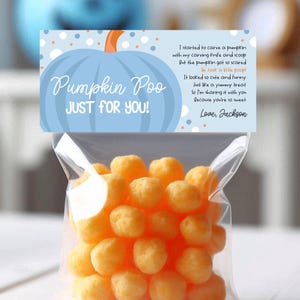 Editable Pumpkin Poop Bag Topper, Halloween Favor Tag, Trick or Treat ...
