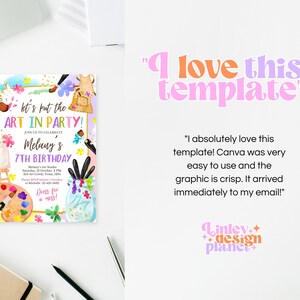 Editable Painting Art Birthday Invitation, Art Party Birthday Invite ...