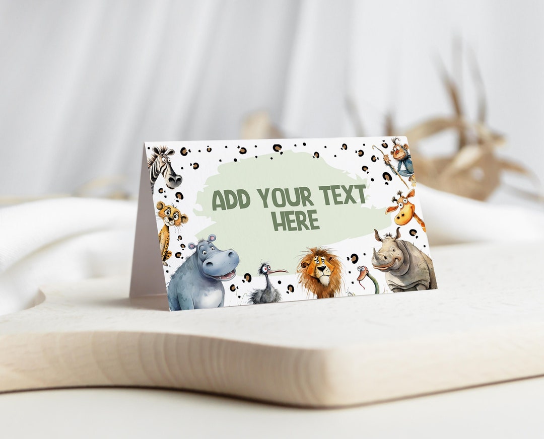 Editable Wild Animals Food Label Template, Party Animals Tent Cards ...