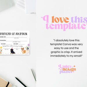 Editable Pet Adoption Certificate: Puppy Birthday Party Decor ...