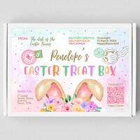 A4 Pink Printable Easter Bunny Mail Shipping Label PNG, Easter Bunny ...