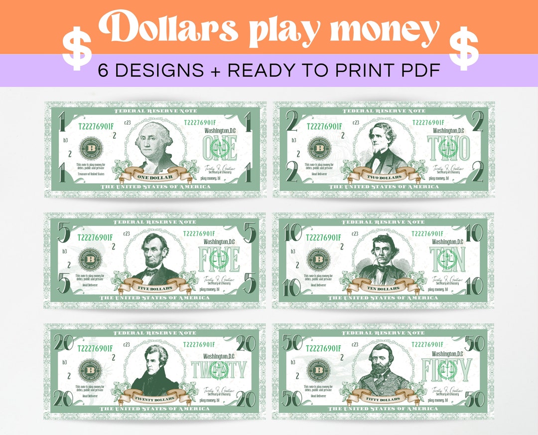 Kids Play Money, Every Day Play Dollars, Printable Kids Play Dollars - Etsy
