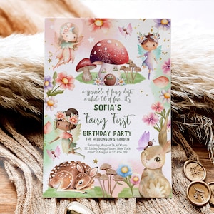 Editable Fairy First Birthday Invitation, Fairy Garden Birthday ...