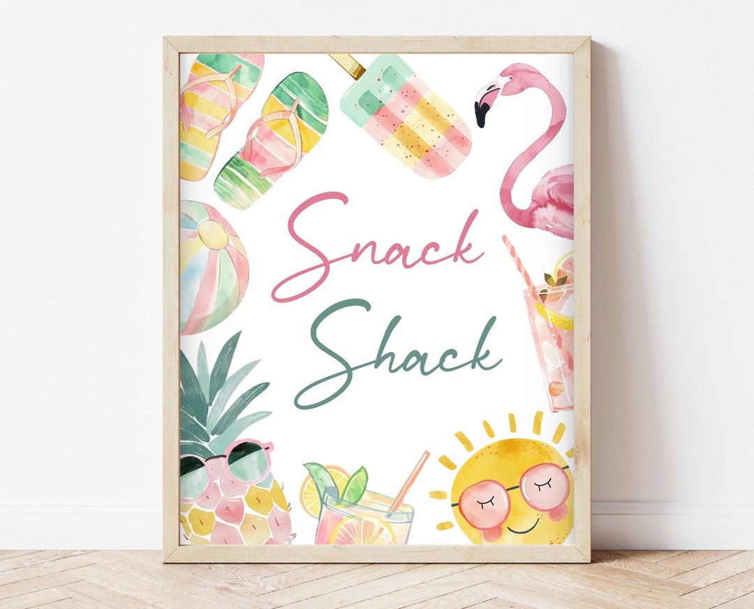 Snack Shack Sign Pool Party, Girl Pool Birthday Party, Pastel Pool ...