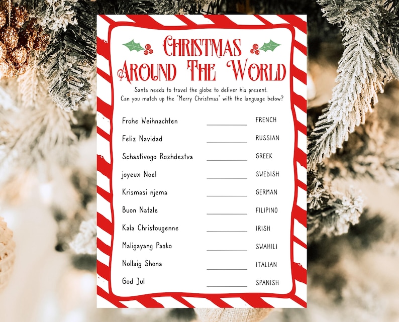 Christmas Around the World Game Template, Printable Christmas Party ...