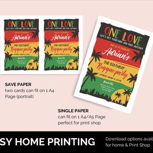 Editable Reggae Birthday Party Invitation, Reggae One Love 1st Birthday ...