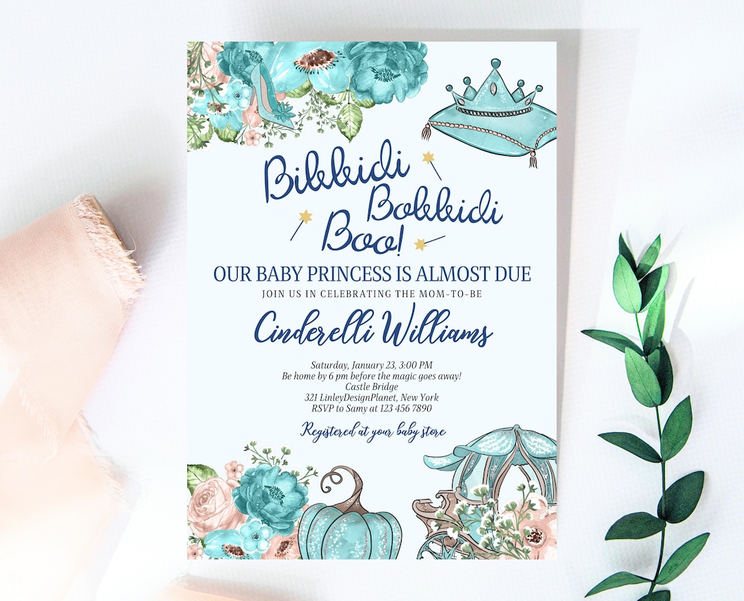 Princess Baby Shower Invitation Template, Bibbidi Bobbidi Boo Our Baby ...