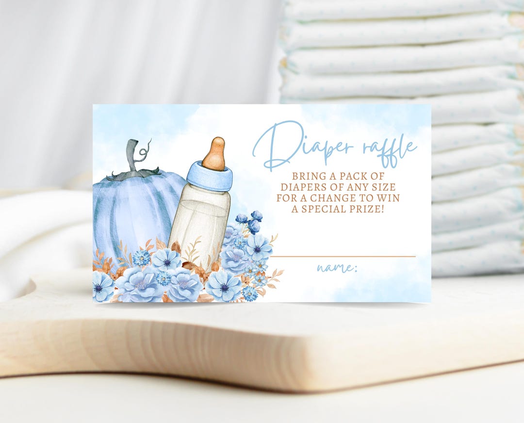 Diaper Raffle Ticket Fall Baby Shower, Blue Pumpkin Baby Shower, Fall ...