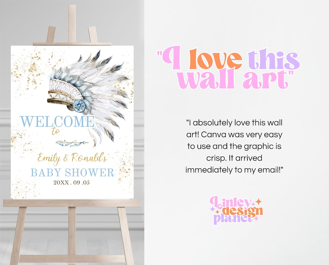 Editable Tribal Native American Indian Baby Shower Welcome Sign, Tribal ...