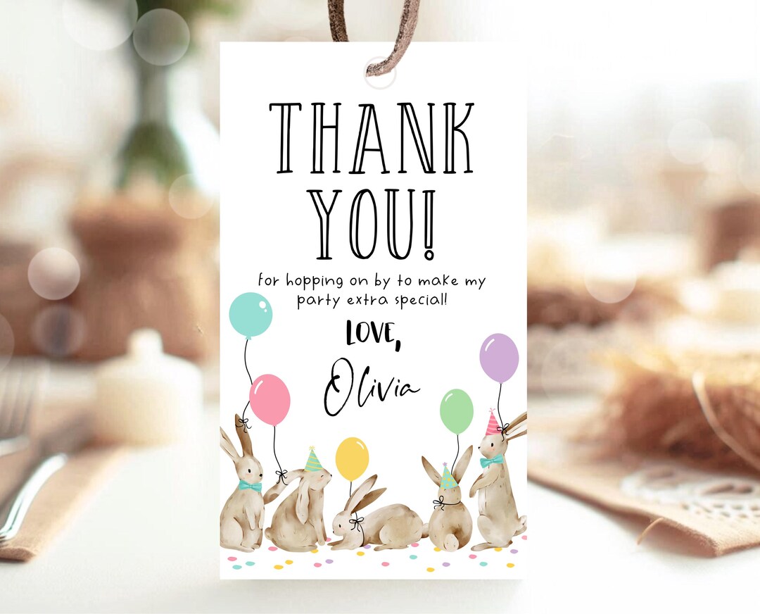 Editable Bunny Birthday Favor Tag, Some Bunny 1st Birthday Party, Hop ...