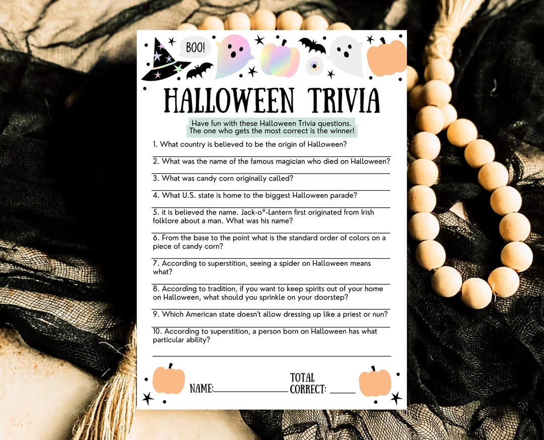 Halloween Trivia Game Template, Halloween Trivia, Halloween Party Game ...