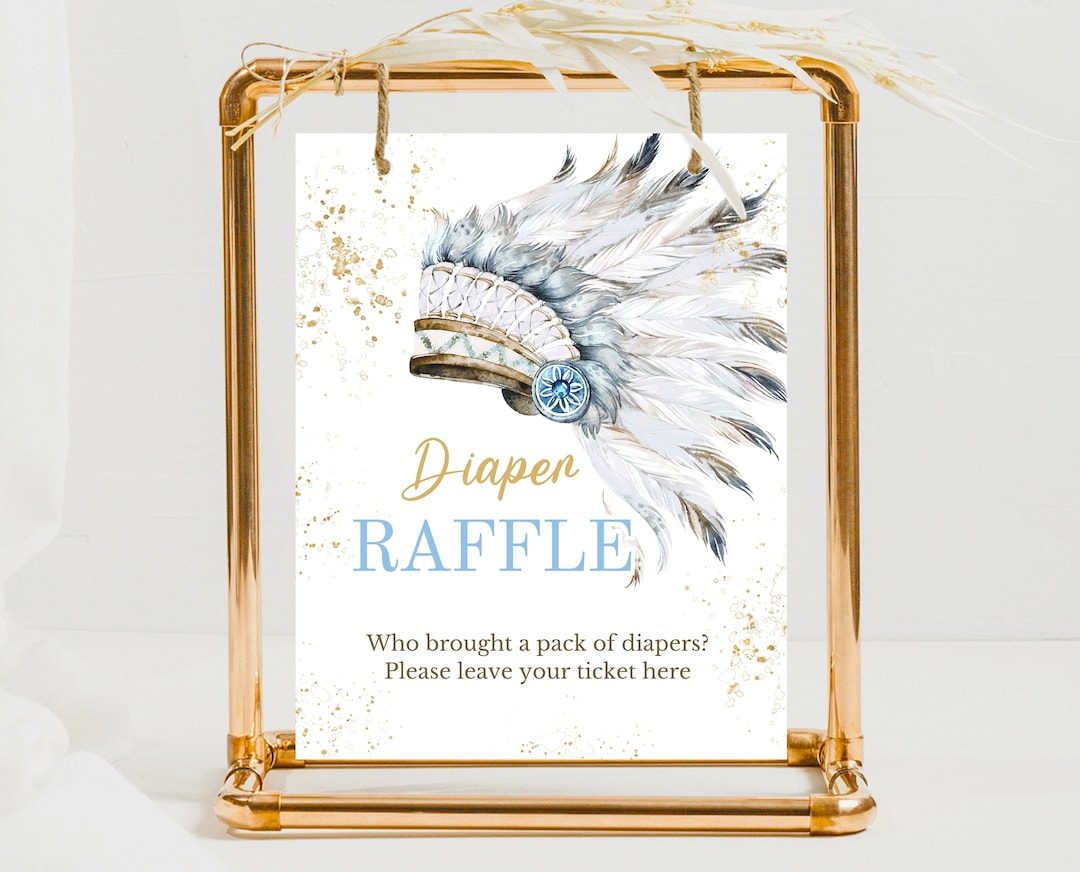 Diaper Raffle Sign Tribal Native American Indian Baby Shower, Tribal ...