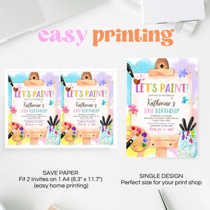 Editable Painting Art Birthday Invitation, Art Party Birthday Invite ...
