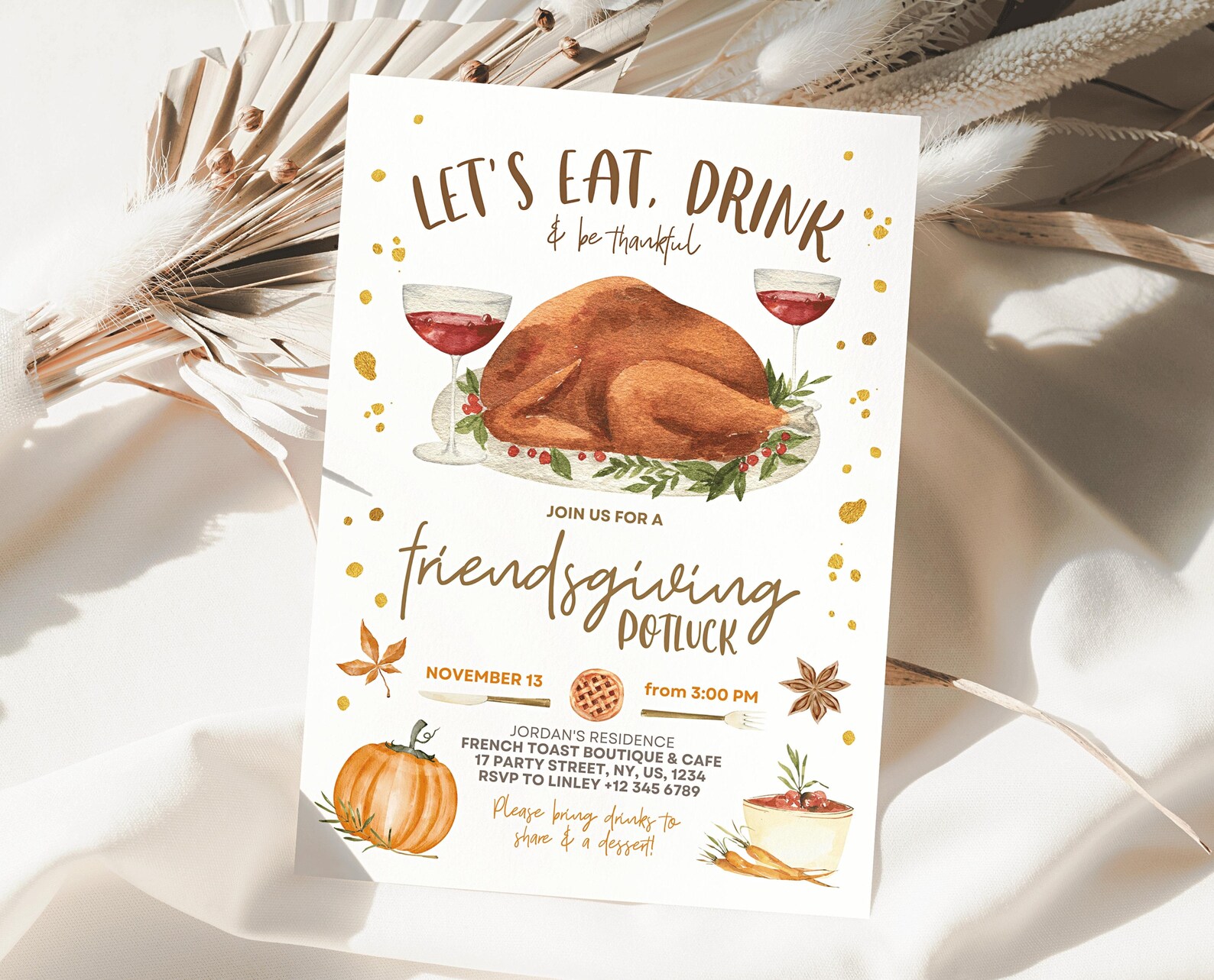 Editable Thanksgiving Invitation Friendsgiving Invite Rustic - Etsy