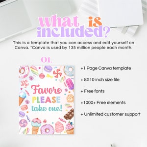 Favors Sign Candy Land Birthday, Pink Sweet Candy Birthday Decor Poster ...