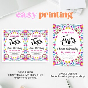Editable Minimalist Fiesta Birthday Invitation, Mexican Theme Invite ...