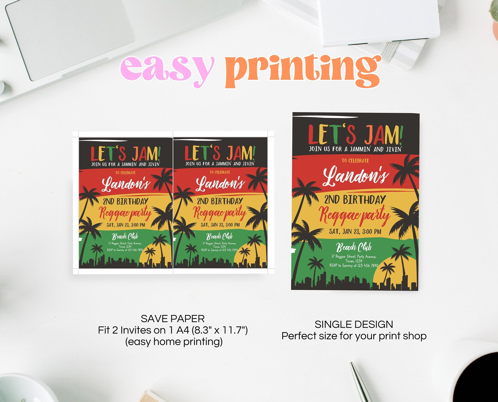Editable Reggae Birthday Invitation, Reggae First Birthday Party Invite ...