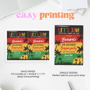 Editable Reggae Birthday Invitation, Reggae First Birthday Party Invite ...