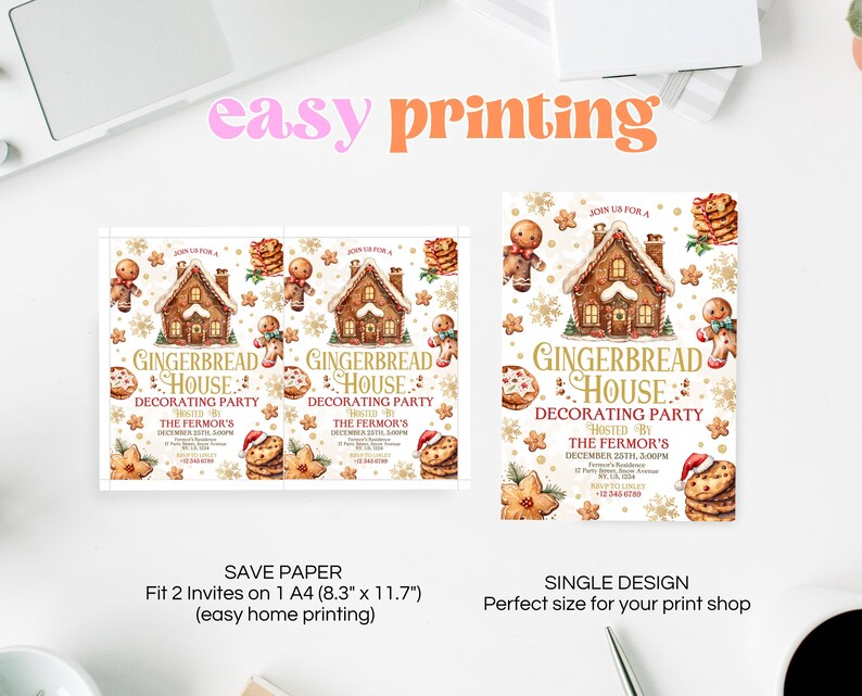 Editable Gingerbread House Decorating Party Invitation, Christmas ...