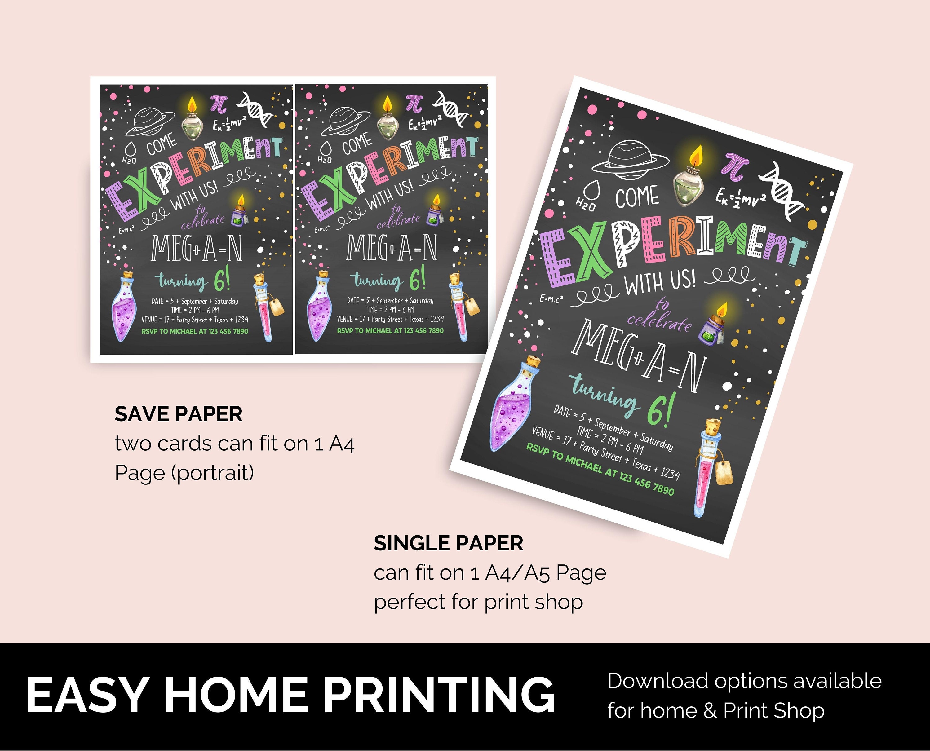 Editable Scientist Birthday Invitation Science Experiment - Etsy