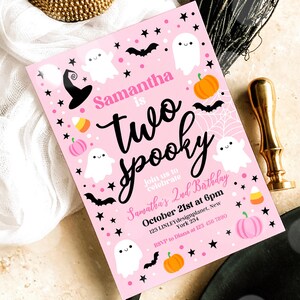 Editable Pink Halloween 2nd Birthday Invitation, Halloween Costume ...