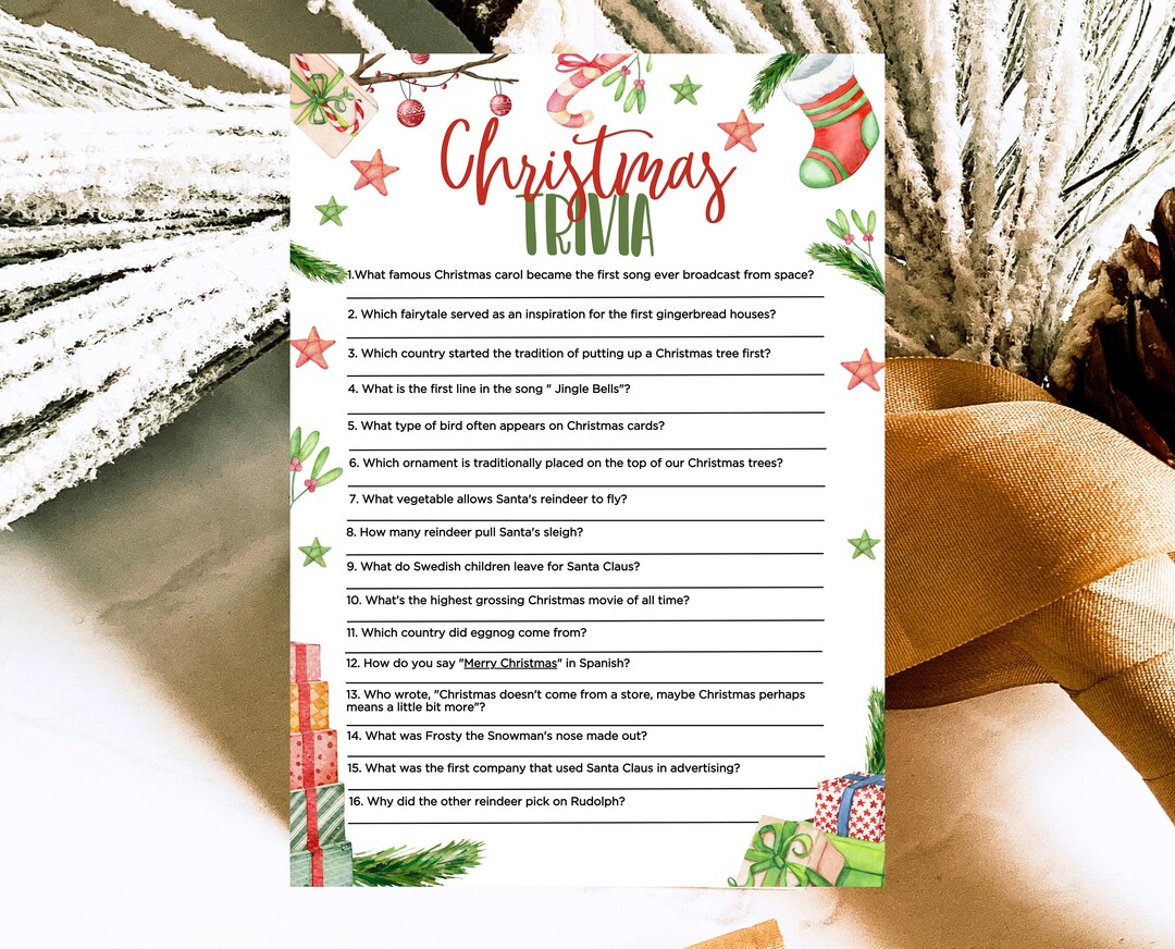 Christmas Trivia Game Template, Printable Christmas Party Games ...