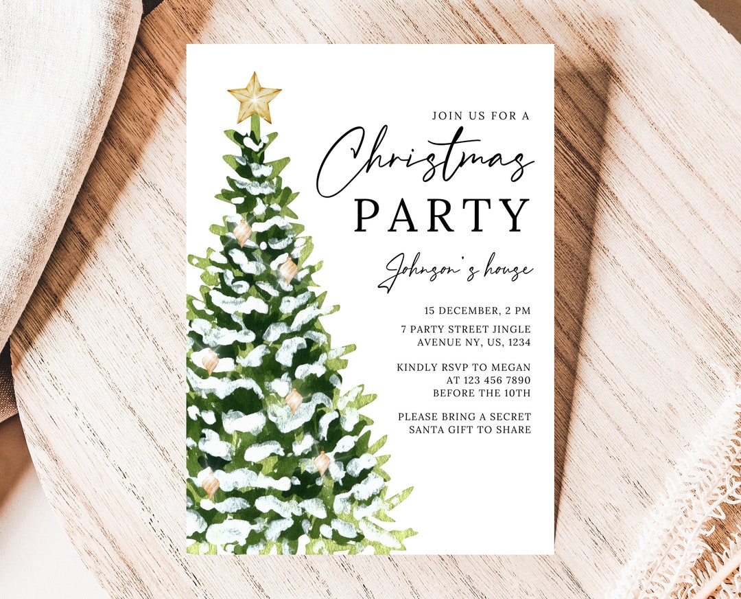 Editable Family Christmas Party Invitation Template, Christmas Party ...