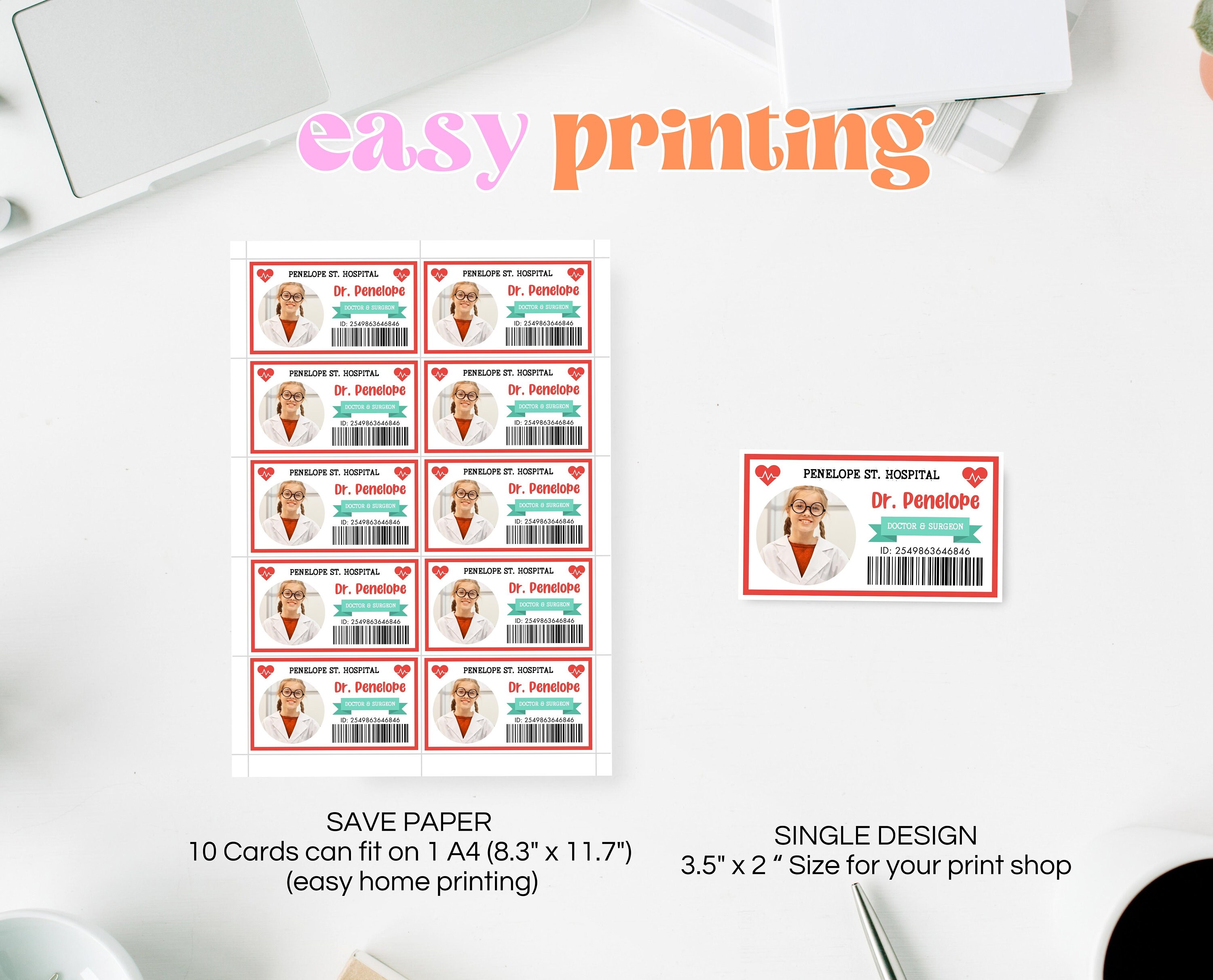 Editable Kids Doctor ID Badge, Printable Medical Badge, Hospital Staff ...