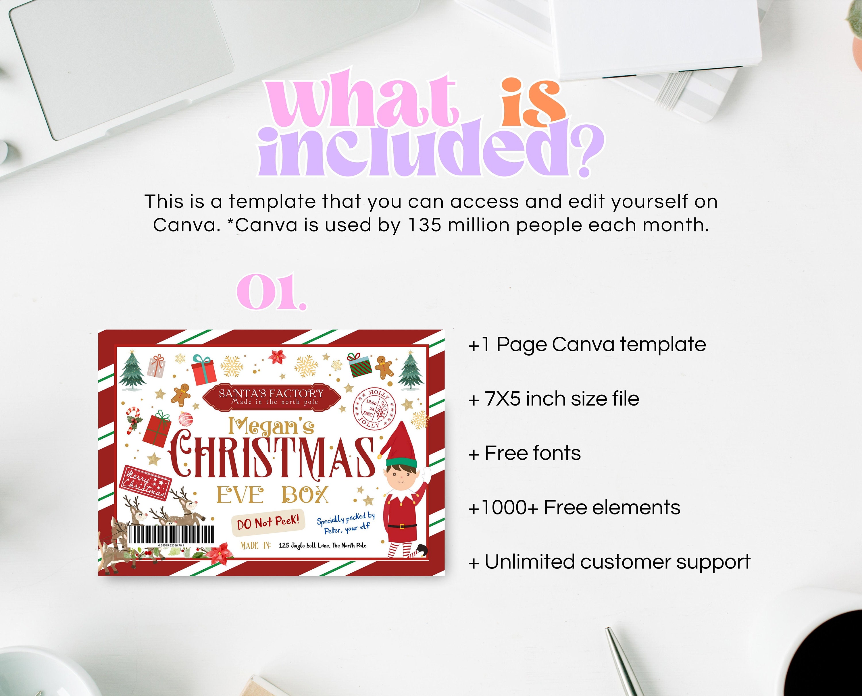 Editable Christmas Eve Box Label Template, Christmas Eve Box Sticker ...