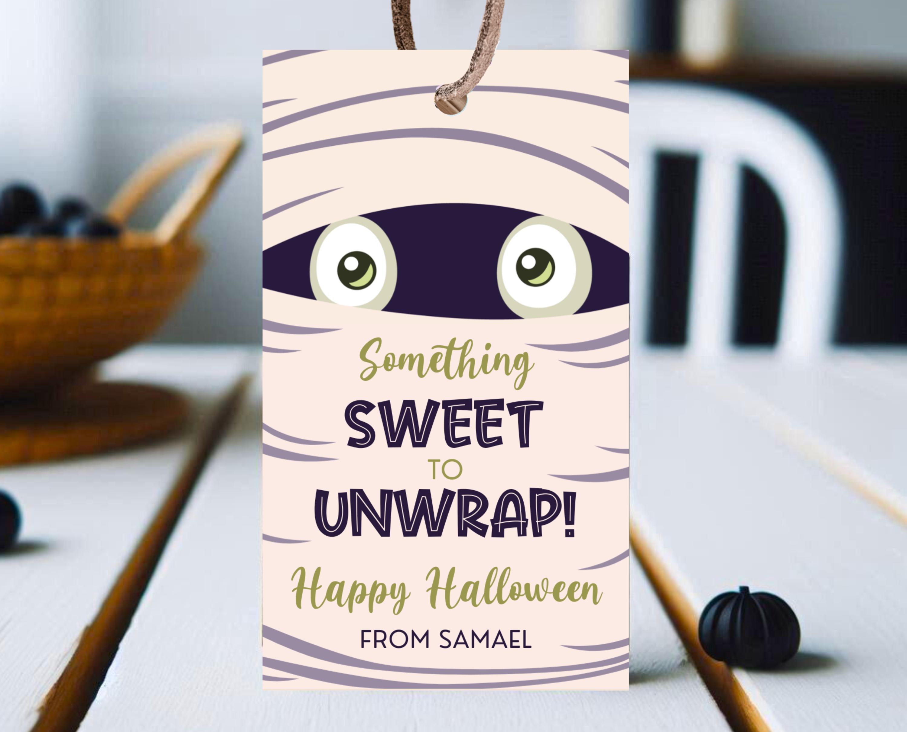 Editable Halloween Mummy Favor Tag, Halloween Mummy Tag, Halloween ...