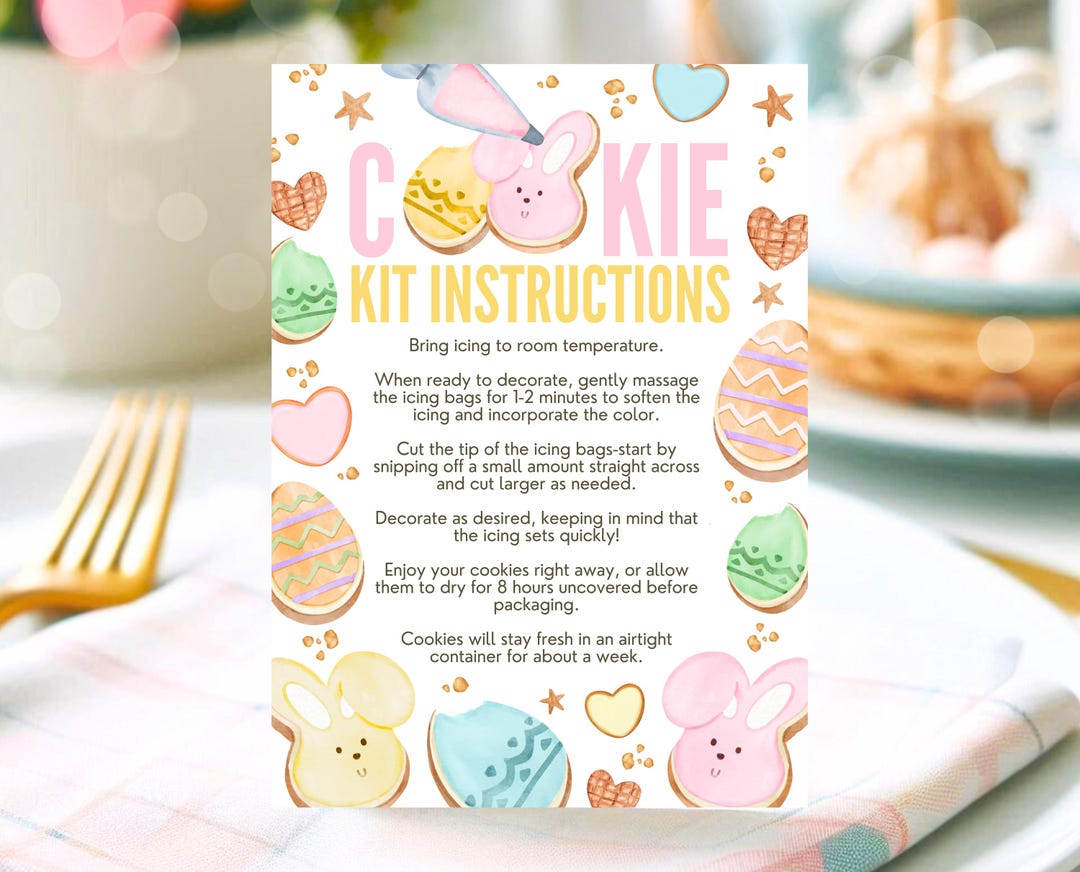 Editable Easter Cookie Kit Instructions Card, Decorate Your Own Easter ...